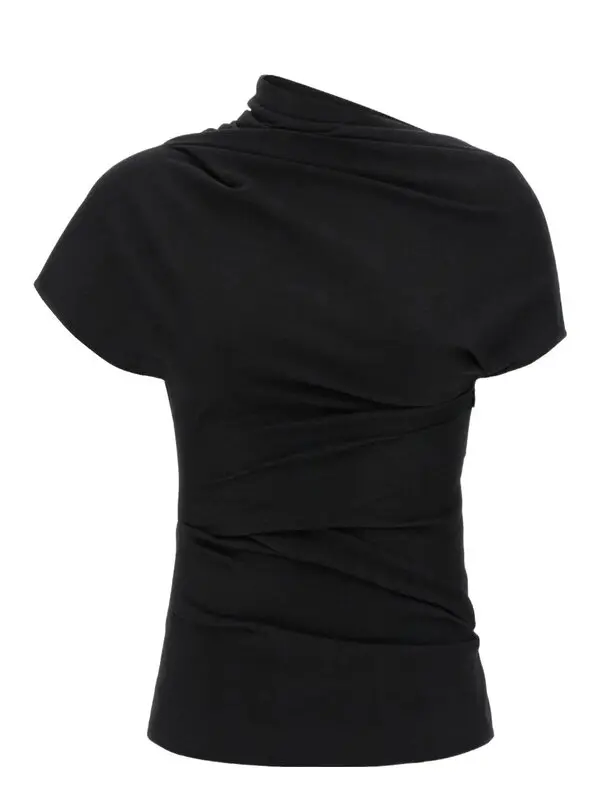 ENTIRE STUDIOS Asymmetrical Draped Top - Black