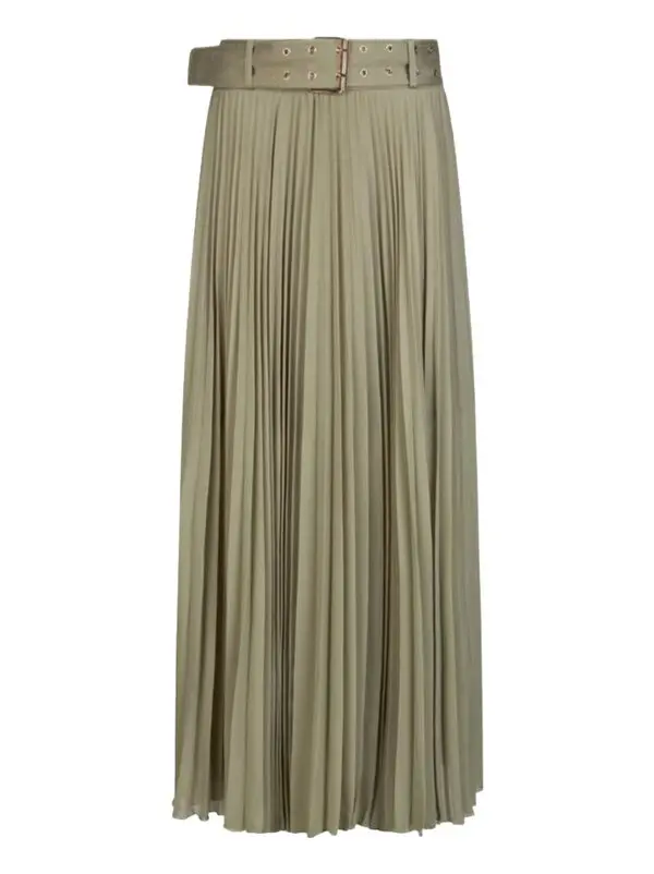 Liu Jo Pleated Maxi Skirt With Removable Belt - Green