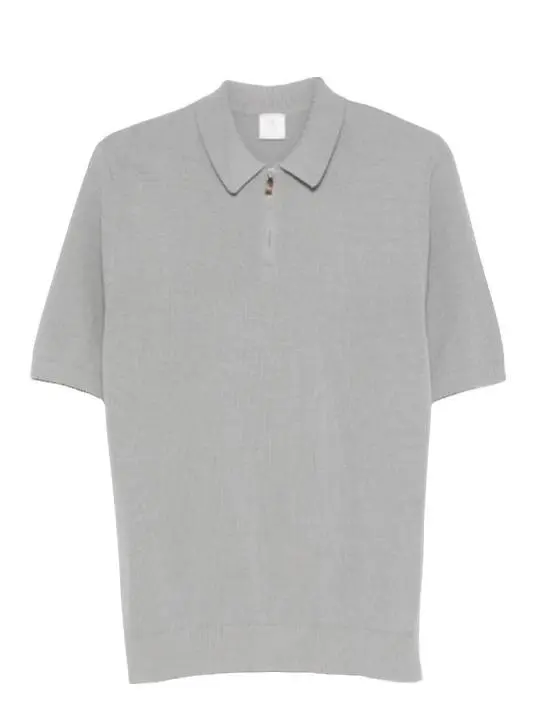 Eleventy Half-zip Knitted Polo Shirt - Gray