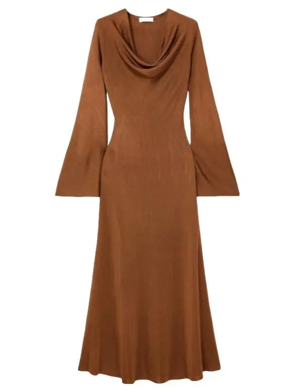 Altuzarra Draped Knitted Midi Dress - Brown