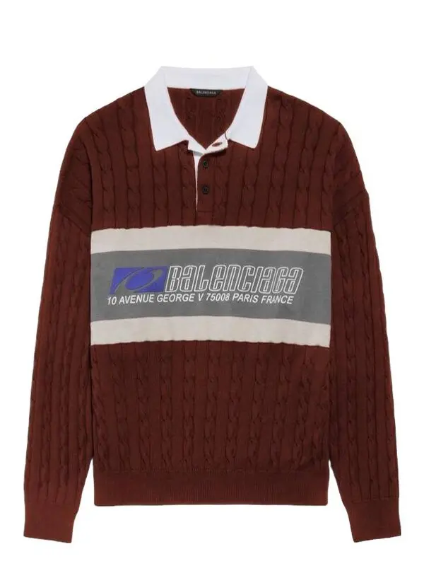 Balenciaga Sporty Block Patched Polo Shirt - Burgundy/multicolour