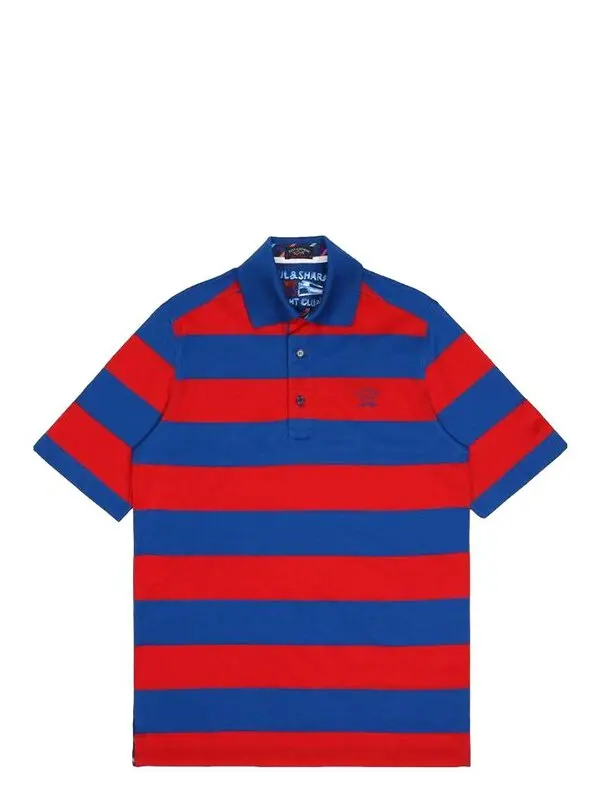PAUL  SHARK Striped Short-sleeved Polo Shirt - Blue