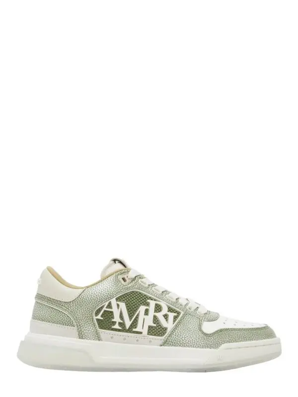 Amiri Distressed Perforated Lace-up Low-top Sneakers - Green Tea Color