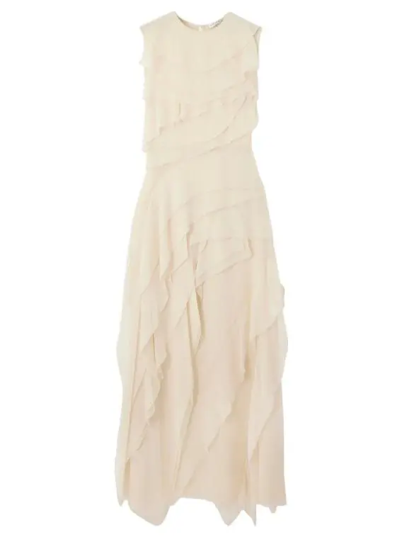 Altuzarra Silk Chiffon Ruffled Gown - Nude