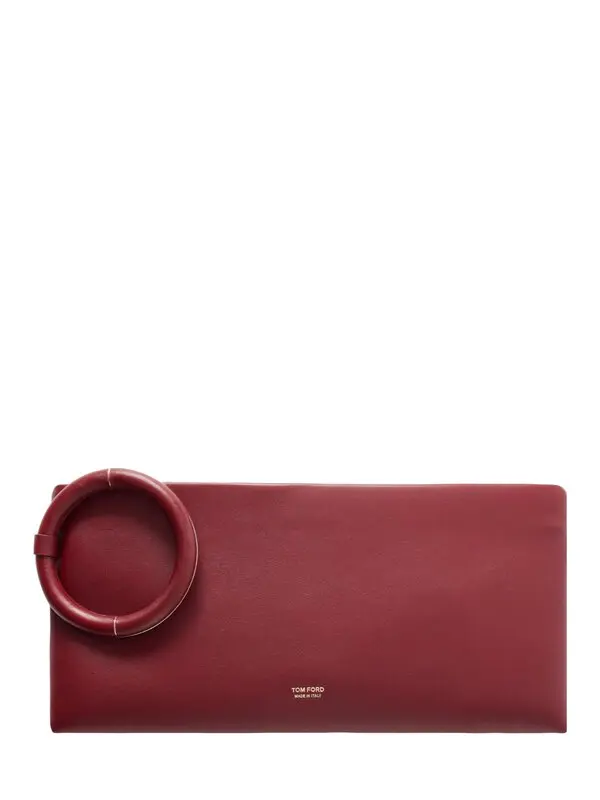 TOM FORD Leather Clutch With Hoop Handle - Red