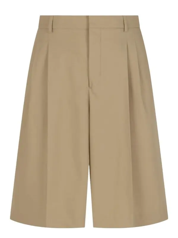 Ami Wide Leg Pleated Shorts - Nude