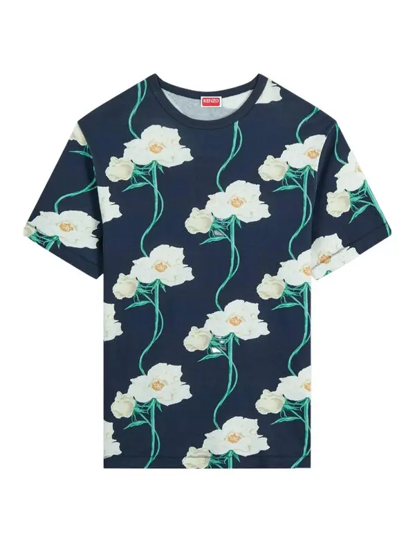 Kenzo Archive Rose Crewneck T-shirt - Blue
