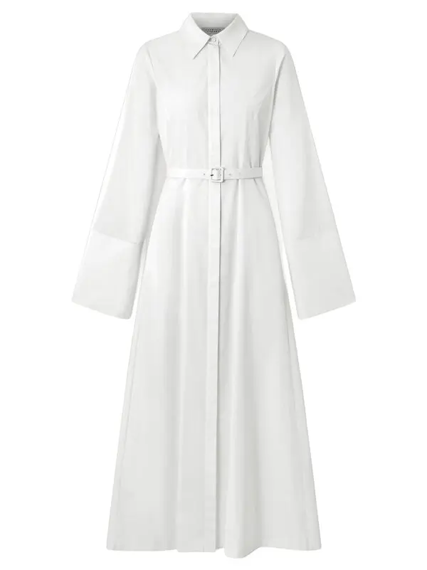 Gabriela Hearst Belted Cotton-poplin Maxi Dress - White