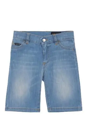Dolce & Gabbana Logo Tag Stretch Cotton Denim Shorts - Blue