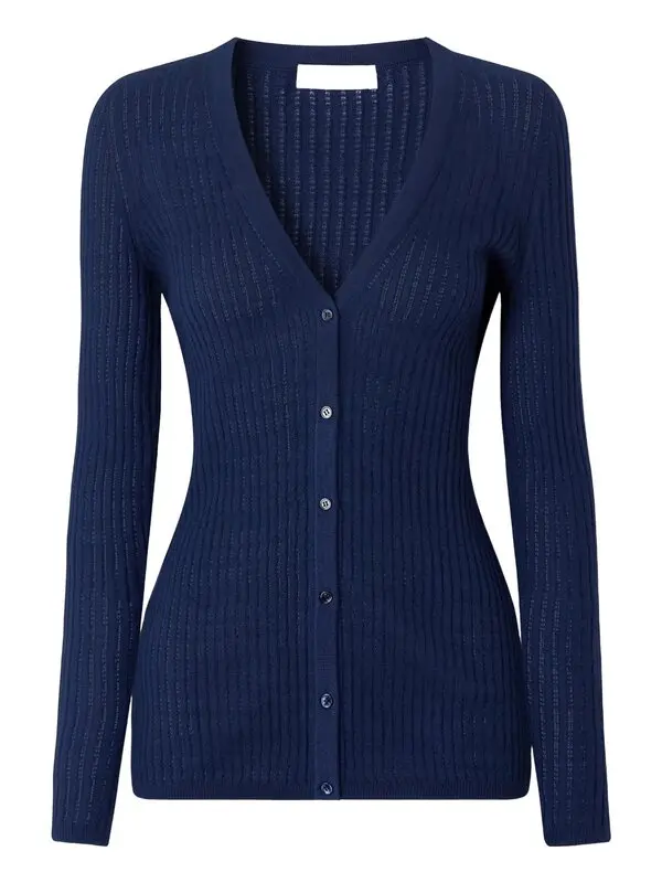 Gabriela Hearst Emma Pointelle-knit Cashmere And Silk-blend Cardigan - Blue