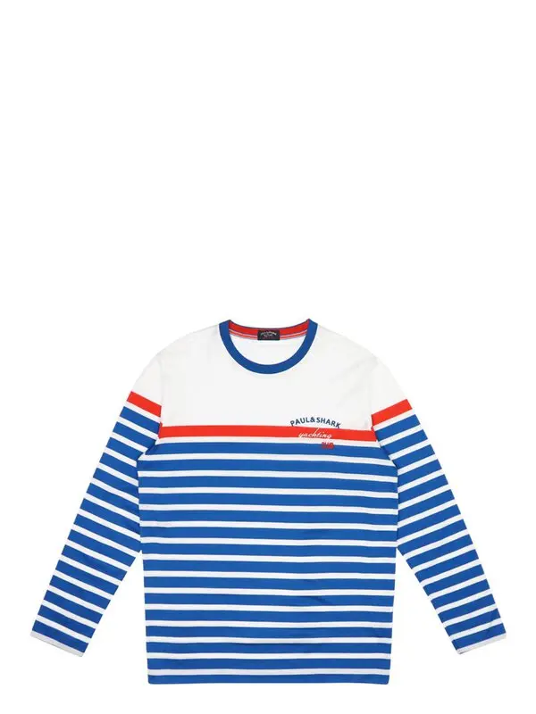 PAUL  SHARK Logo Striped Long-sleeved T-shirt - Blue