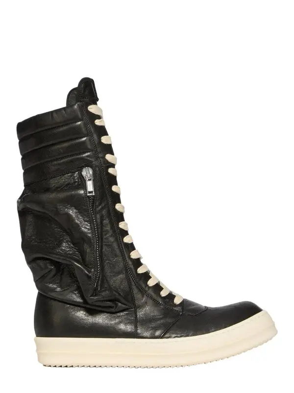 Rick Owens Lace-up High-top Casual Boots - Black/milky White