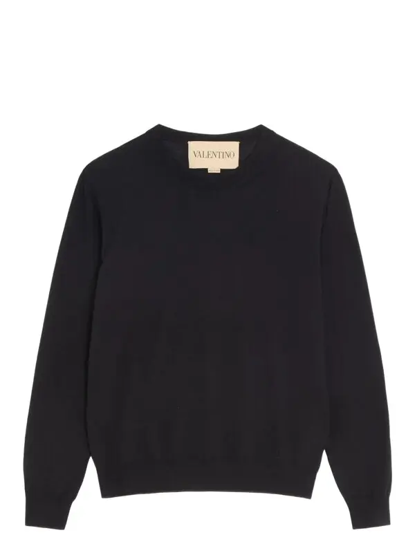 Valentino Garavani Vlogo Embroidery Crewneck Jumper - Black