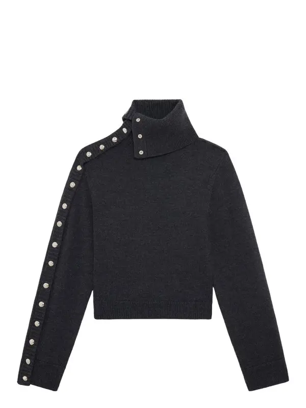 IRO PARIS Asymmetrical Wool Sweater With Stud Detail - Grey
