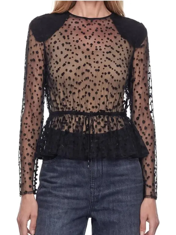 Chloé Polka Dot Print Tulle Top - Black