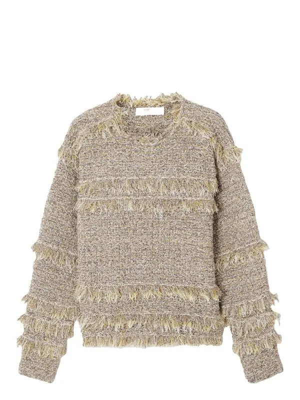 Ulla Johnson Frayed Metallic Tweed Sweater - Nude