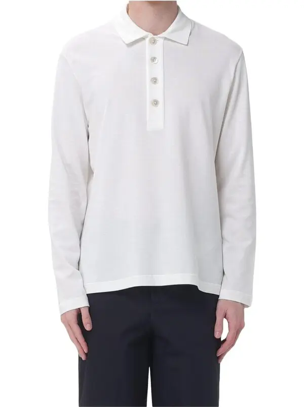 Eleventy Long-sleeve Polo Shirt - White