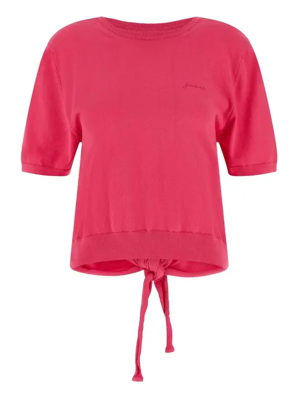 GANNI Open-back Tie Knitted Sweater - Red