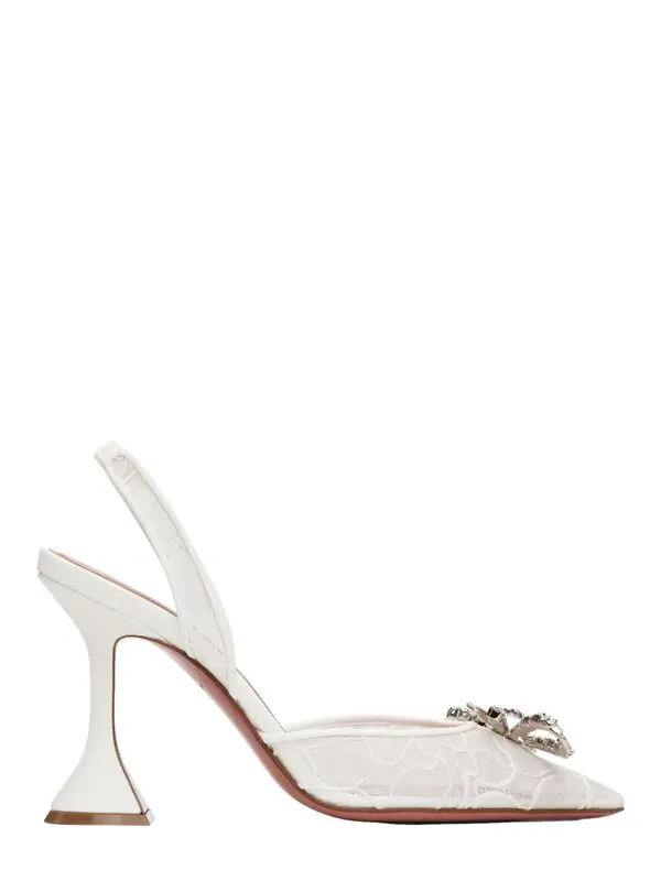 Amina Muaddi Rosie Lace Sling 95 Pointed-toe High-heeled Sandals - White