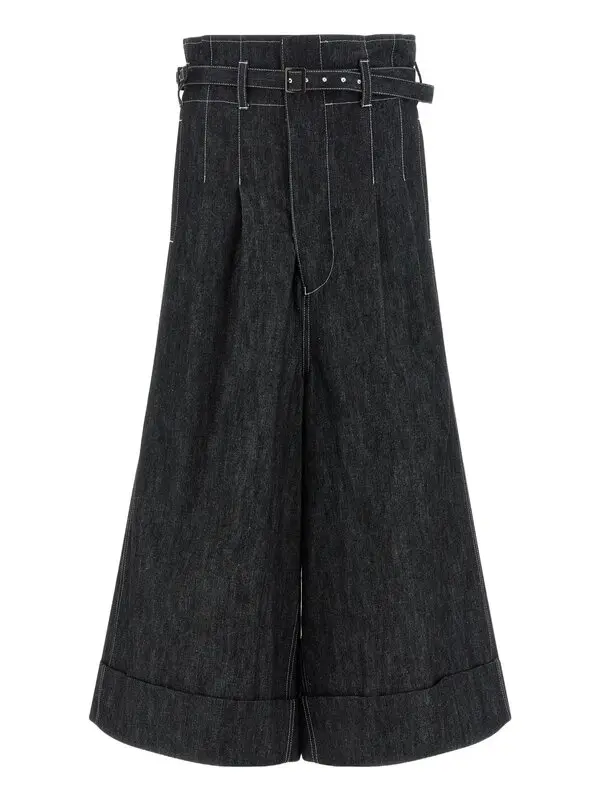 Junya Watanabe Belted Flared-leg Jeans - Black