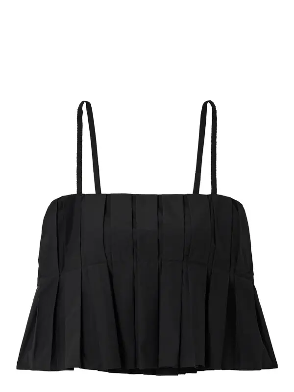 Theory Pleated Square Neck Tank Top - Black