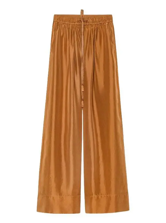 FORTE_FORTE Habotai Silk Wide Leg Trousers - Bronze