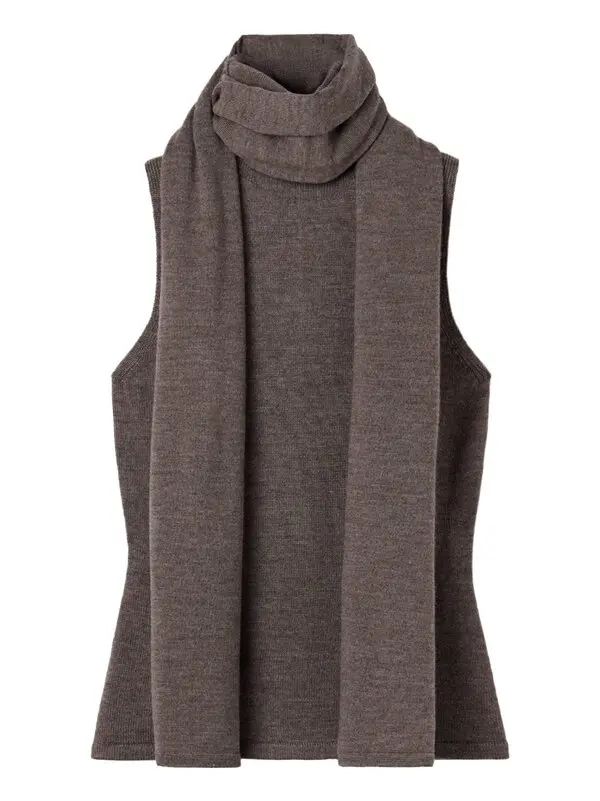 Staud Canal Wool Turtleneck Sweater With Matching Scarf - Brown