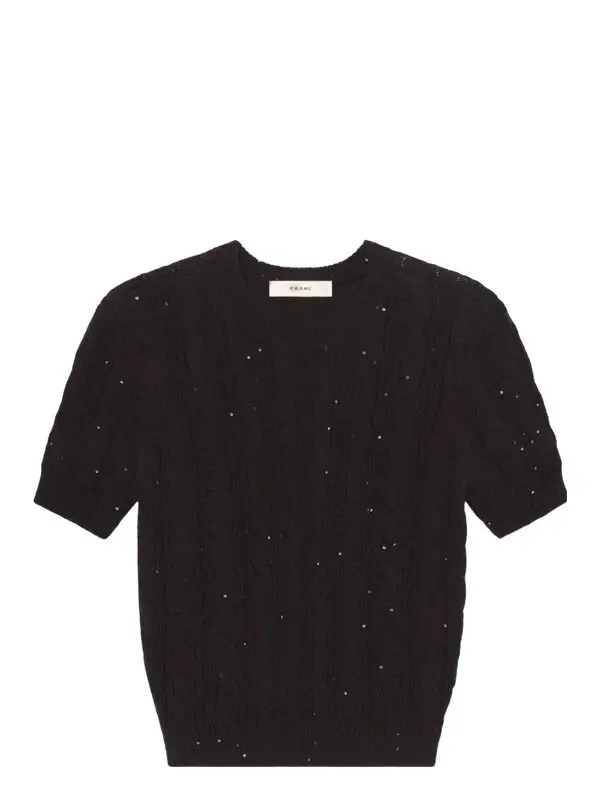 FRAME Sequined Knit Sweater - Black
