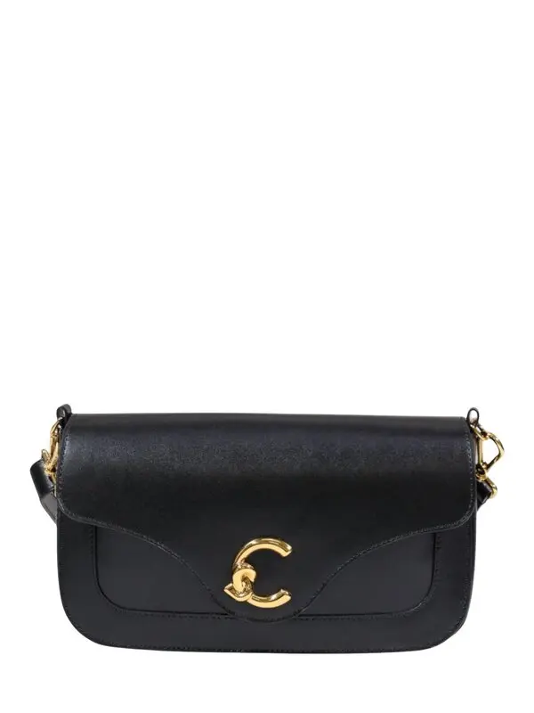 COCCINELLE Leather Shoulder Bag With Gold Tone Clasp - Black