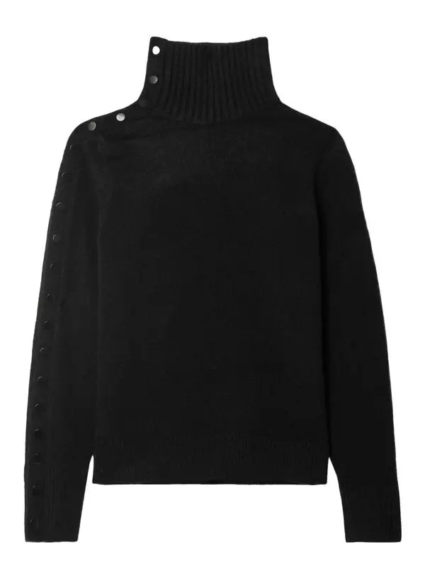 Proenza Schouler Cashmere Blend Turtleneck Sweater With Button Detail - Black