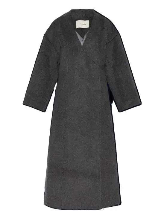 ENTIRE STUDIOS V-neck Wool Coat - Black
