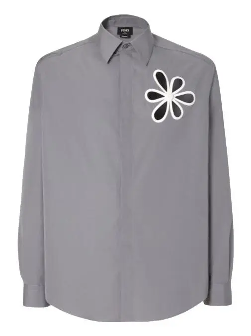 Fendi Floral Cut-out Long Sleeved Shirt - Grey