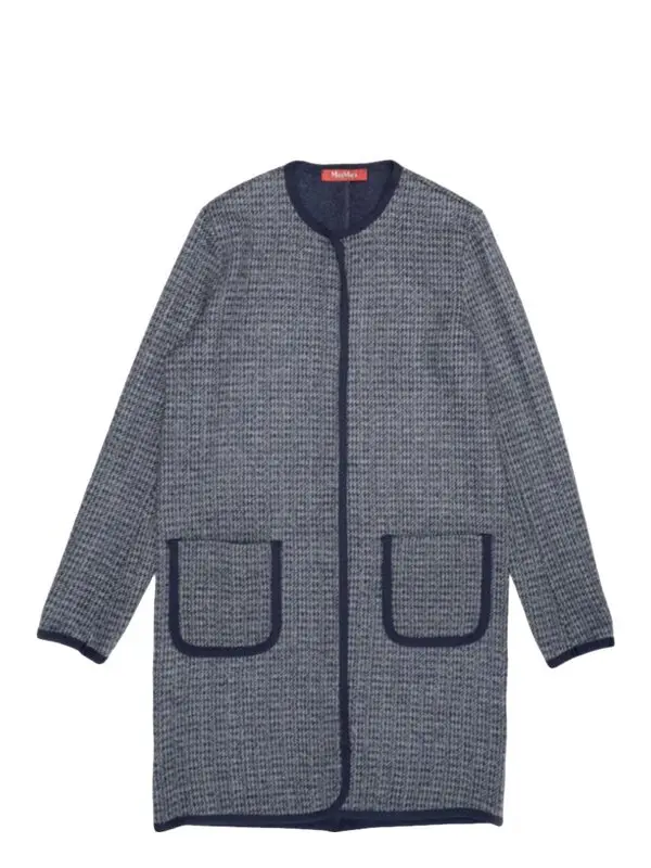 Max Mara Long Sleeved Coat With Round Neck And Pocket Detail - Gray