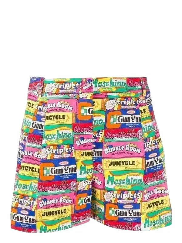 Moschino Graphic Printed Cotton Shorts - Multicolor