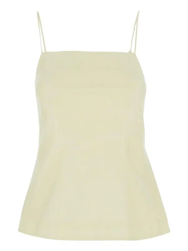 SEMICOUTURE Linen Cut-out Camisole Top - Yellow
