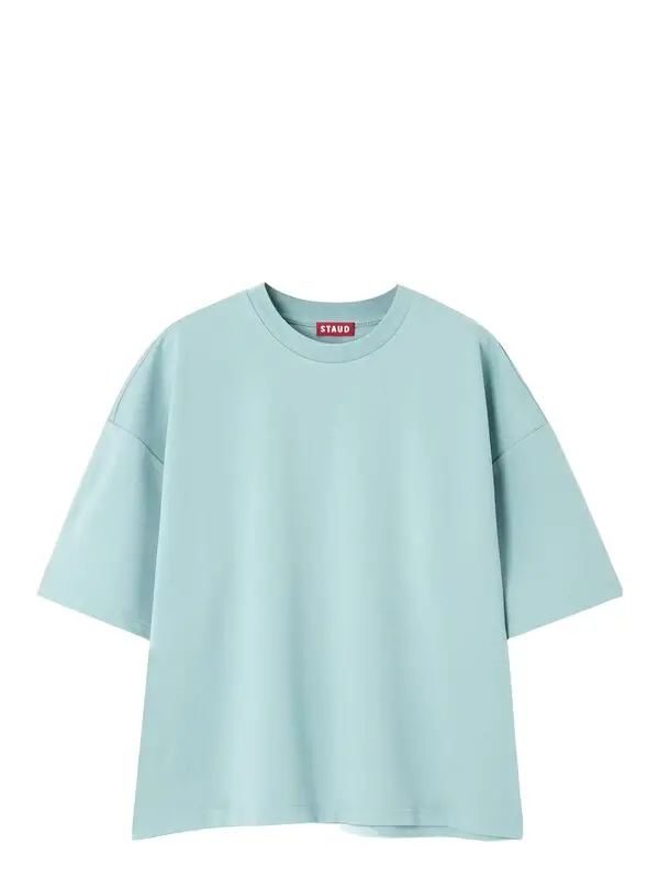 Staud Crew Neck T-shirt With Dropped Shoulders - Blue