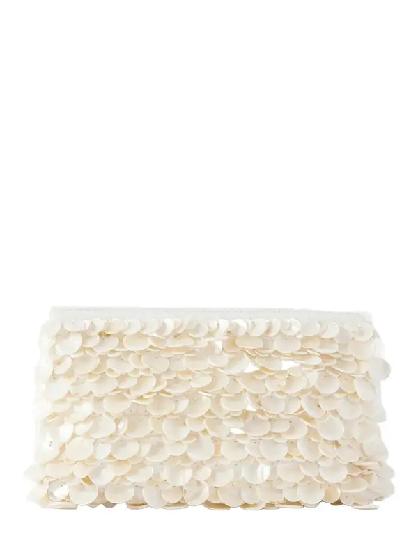 Simkhai Reese Shell Beaded Clutch - White