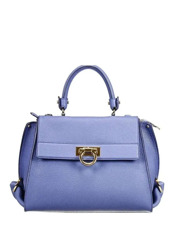 FERRAGAMO Gancini Lock Top Handle Bag - Blue