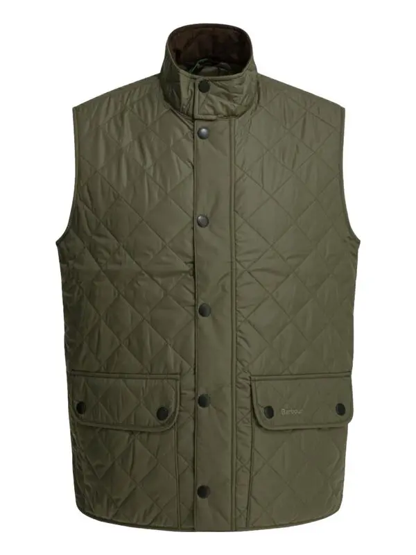 Barbour Sleeveless Quilted Vest With Stand Collar - Green