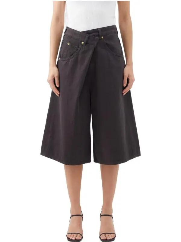 DARKPARK Crossover Wide-legged Shorts With Belt - Black