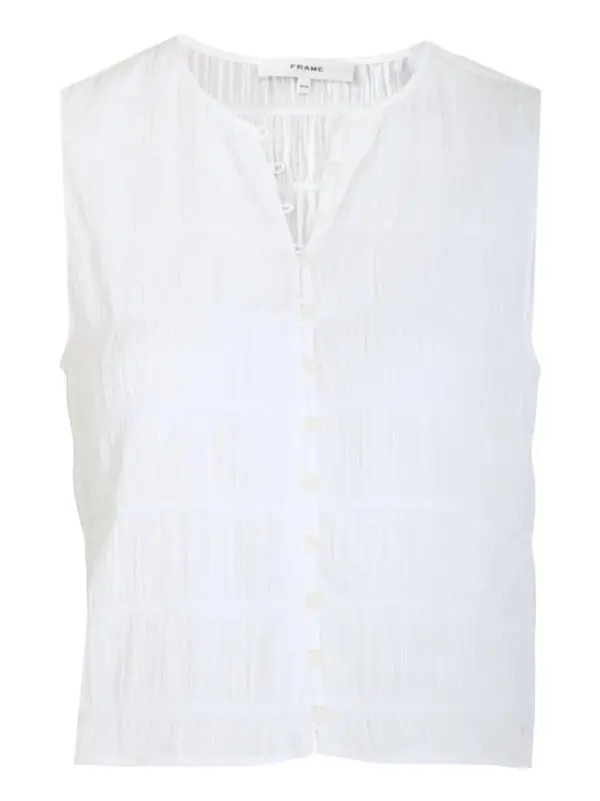 FRAME Shirred Seam Tank Vest - White