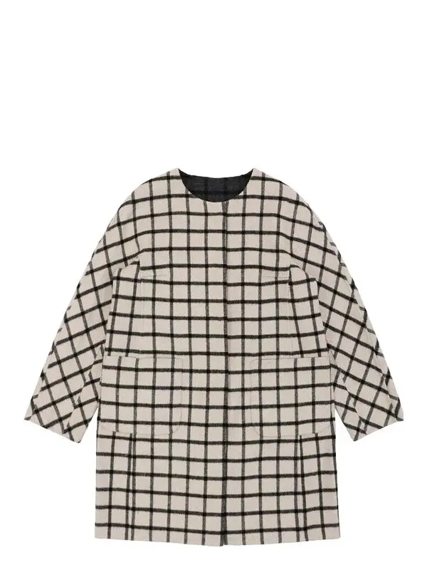 Max Mara Plaid Reversible Coat - White