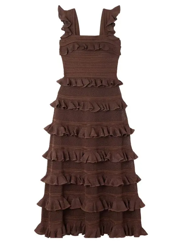 Zimmermann Hypnotic Midi Dress - Chocolate-colored