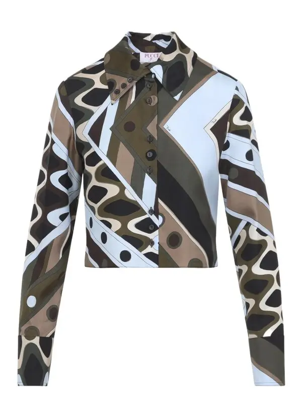 Emilio Pucci Vivara-print Satin Cropped Shirt - Black