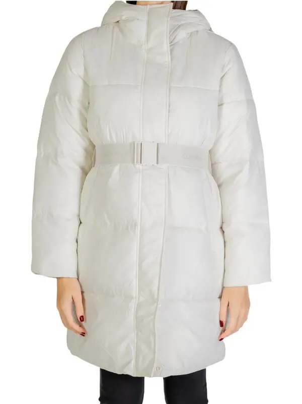 Calvin Klein Long-sleeved Hooded Cotton Coat - Cream