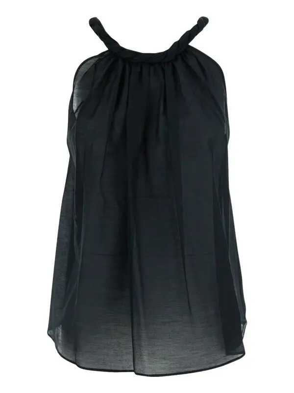 SEMICOUTURE Braided Neck Sleeveless Top - Black