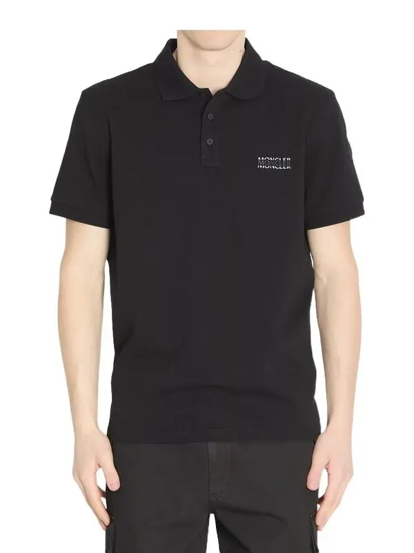 Moncler Collared Short-sleeved Polo Shirt - Black