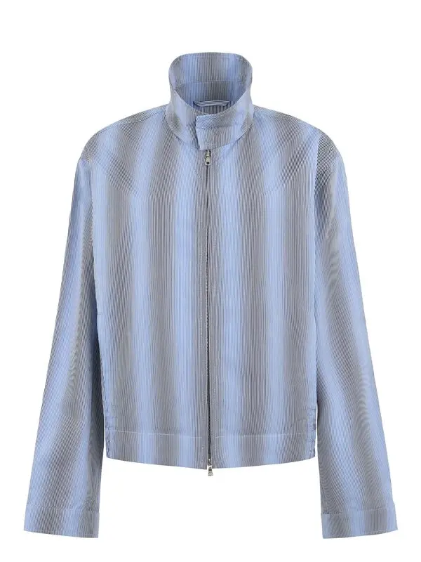 Dries Van Noten Striped Cropped Jacket - Light Blue