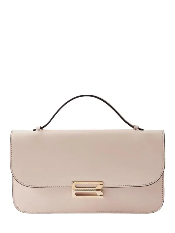 Victoria Beckham Leather Clutch Bag With B Buckle - Nude