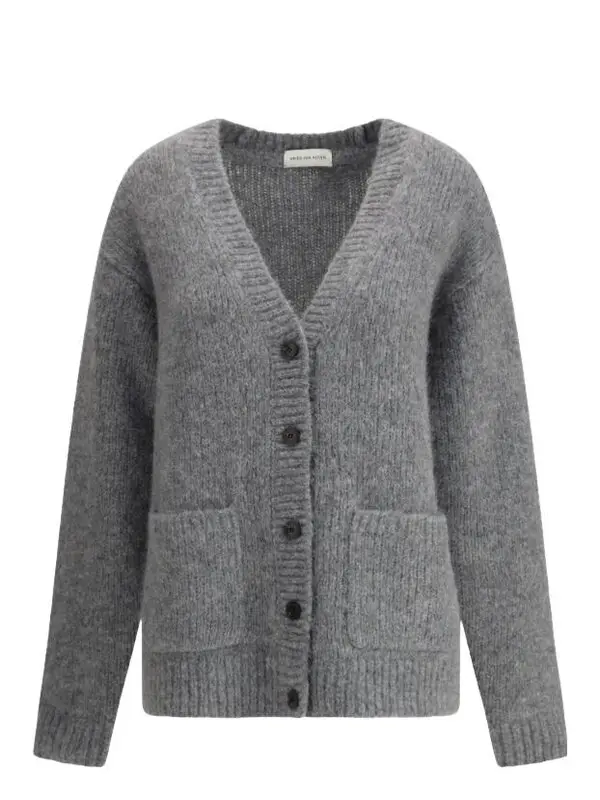 Dries Van Noten Long-sleeved Knitted Cardigan - Gray